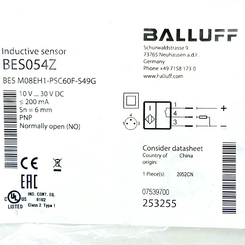 Maschinenteil24 | BALLUFF Inductive standard sensor BES054Z | buy online